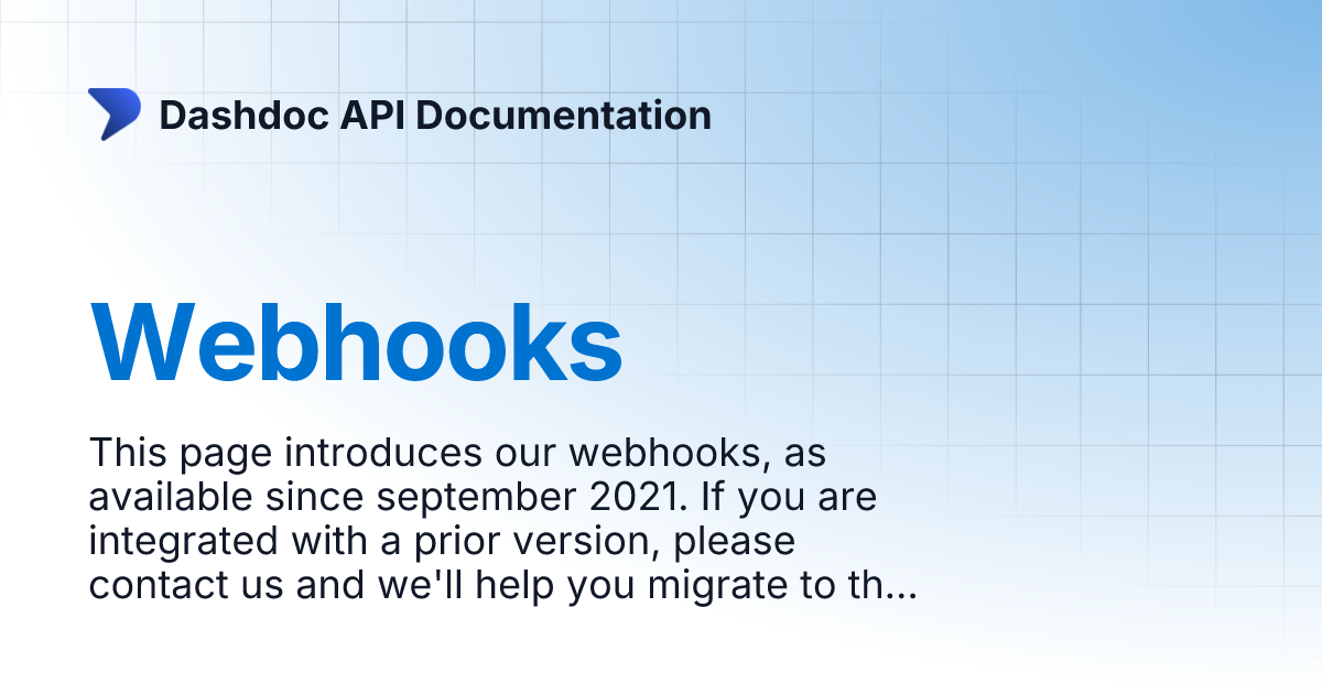 Webhooks | Dashdoc API Documentation