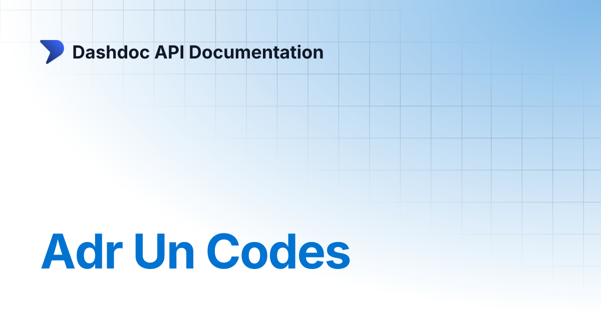 Adr Un Codes | Dashdoc API Documentation